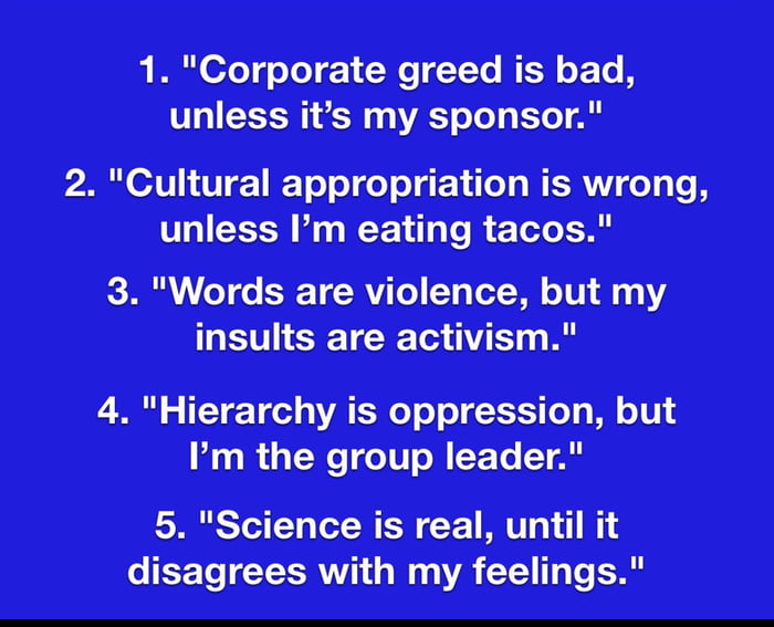 What are some other examples from YOUR side? “Wanting due process is loving violent gangs.” - 9GAG