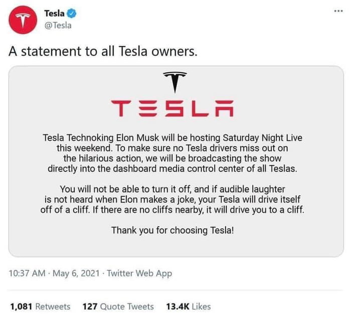 Thank you for choosing Tesla - 9GAG