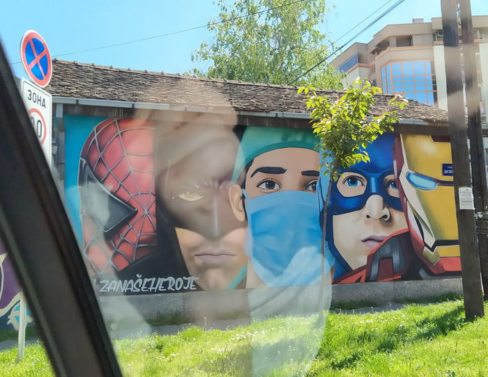 Mural in Novi Sad, Serbia: "For our heroes" - 9GAG