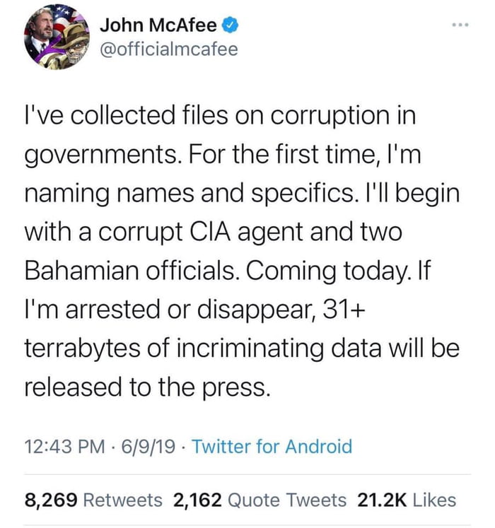 John McAfee got epsteined - 9GAG
