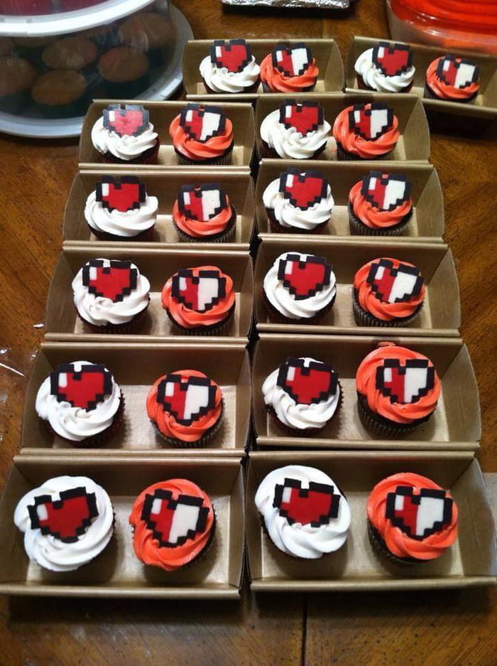 Zelda heart container cupcakes. Chocolate cupcake with vanilla ...