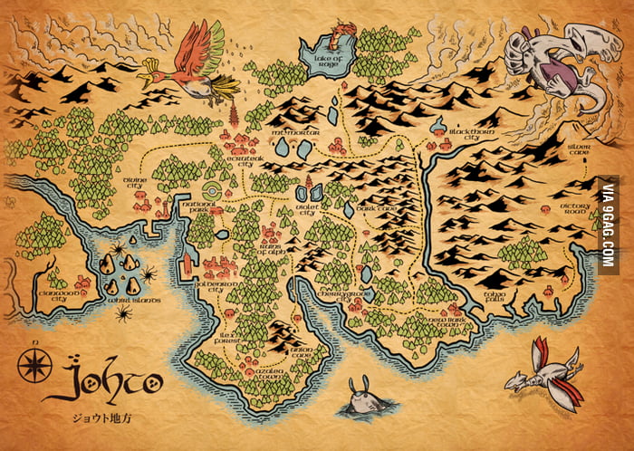 Amazing fan art of the map of Johto from Pokemon. - 9GAG