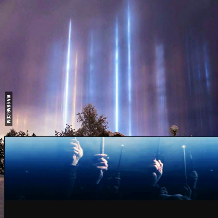 Light pillars over alaska, fixed that meme for you - 9GAG