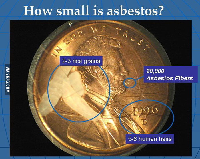 The size of Asbestos compared to a Penny - 9GAG