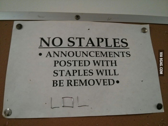 No staples... - 9GAG