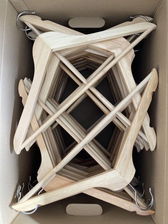 Packing hangers. Thought it looked satisfying. - 9GAG