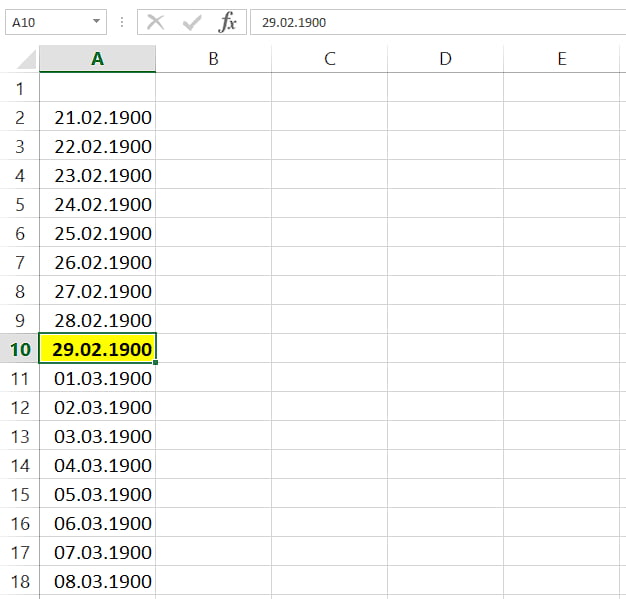 Random Fact: According to every MS Excel-version to this date, the year 1900 was a leap year ...