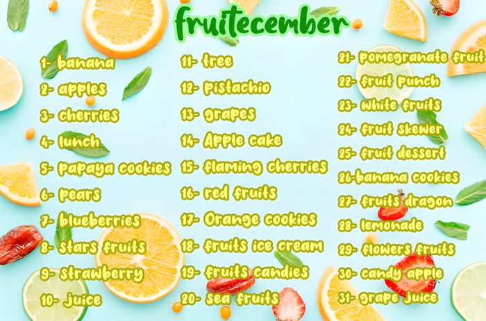 Fruitecember - fruits Drawing Prompts - 9GAG