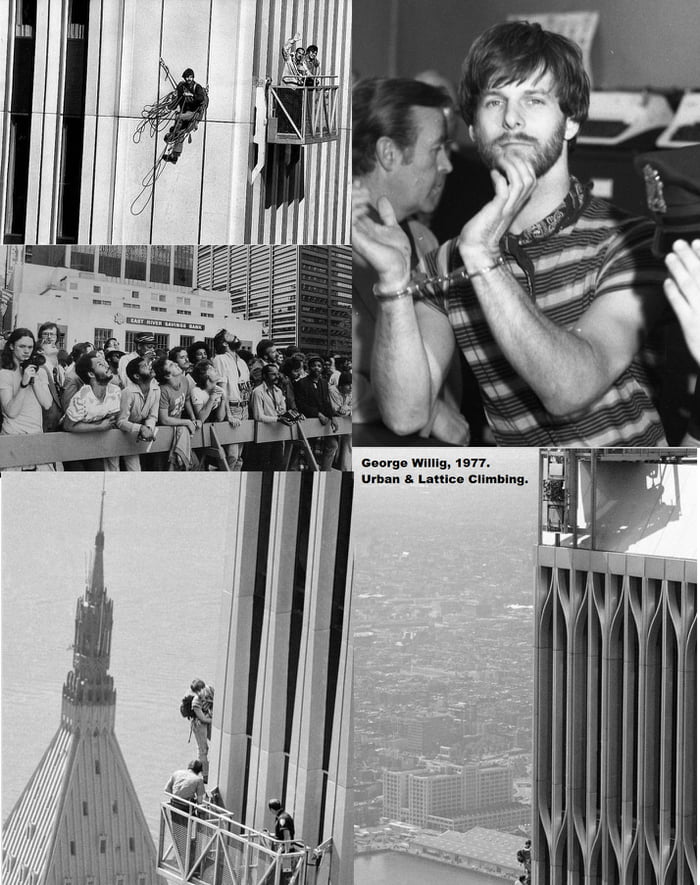 George Willig, urban and lattice climber scales WTC, 1977. - 9GAG