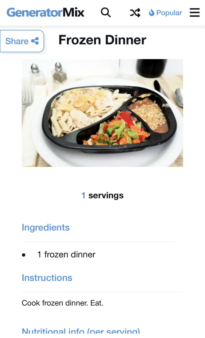 Thanks random recipe generator for the suggestion. - 9GAG
