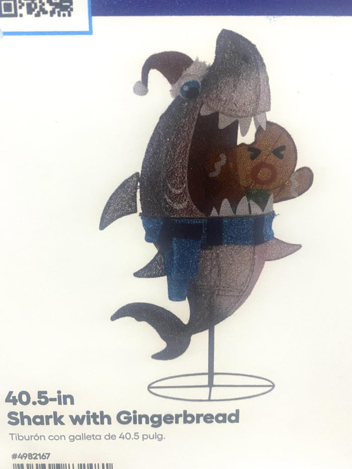 A Christmas decoration of a gingerbread man screaming in pain while ...