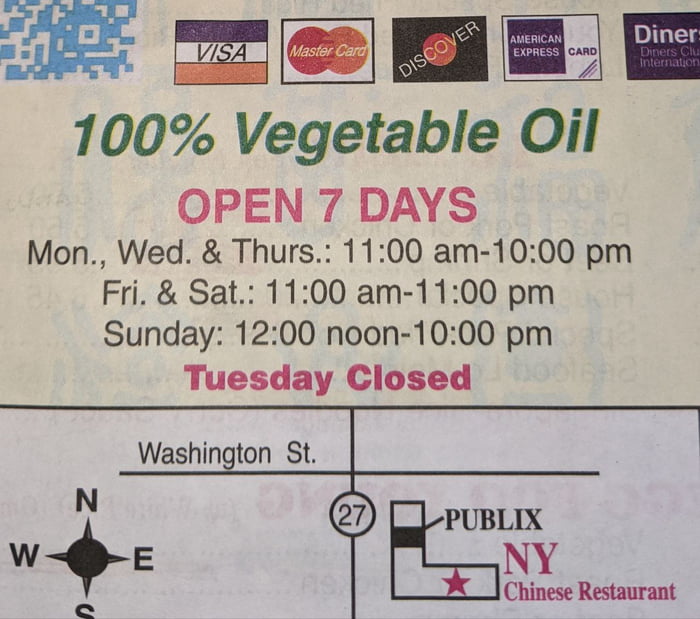 Local Chinese restaurant - "Open 7 Days" "Tuesday Closed" - 9GAG
