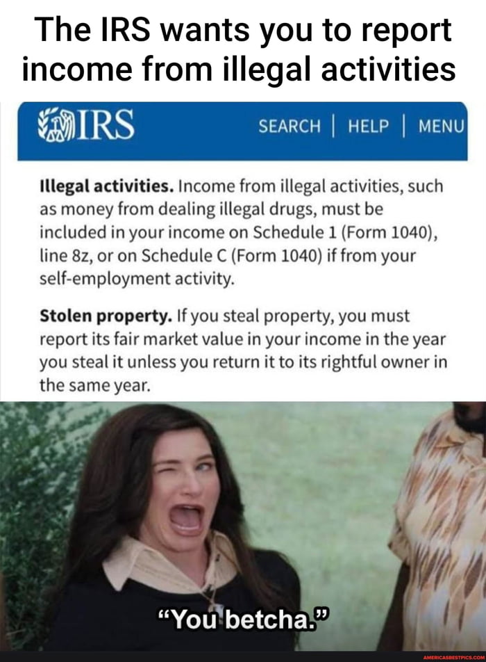 Tax season is coming up, just a reminder to report your crimes to the ...
