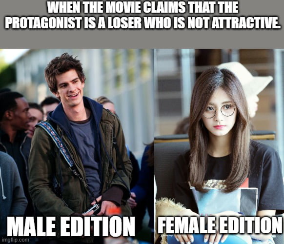 In the case of the Female protagonist it is due to the glasses. - 9GAG