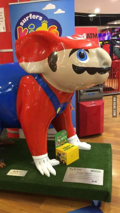 This legitimate statue of koala Mario located at the Timezone on the ...