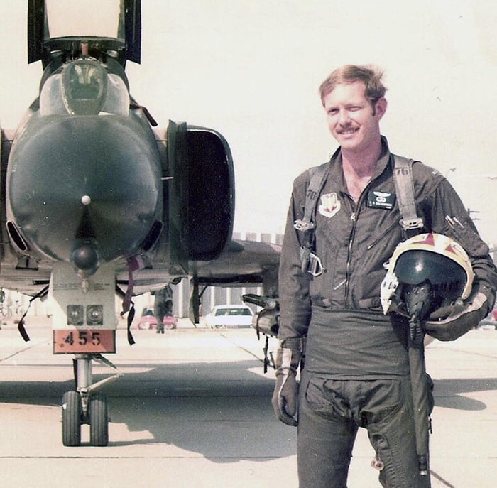 Capt. Chesley Sullenberger in front of his F-4D Phantom II in the late ...