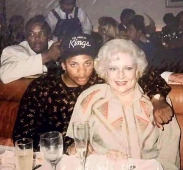 Dr. Dre, Easy E, and Betty White, 1989. She was such a baddass. - 9GAG