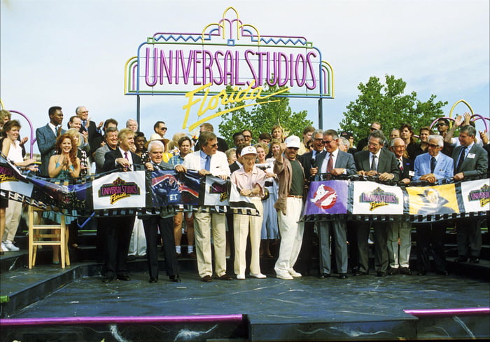 Steven Spielberg performs a ribbon cutting ceremony as celebrities and ...