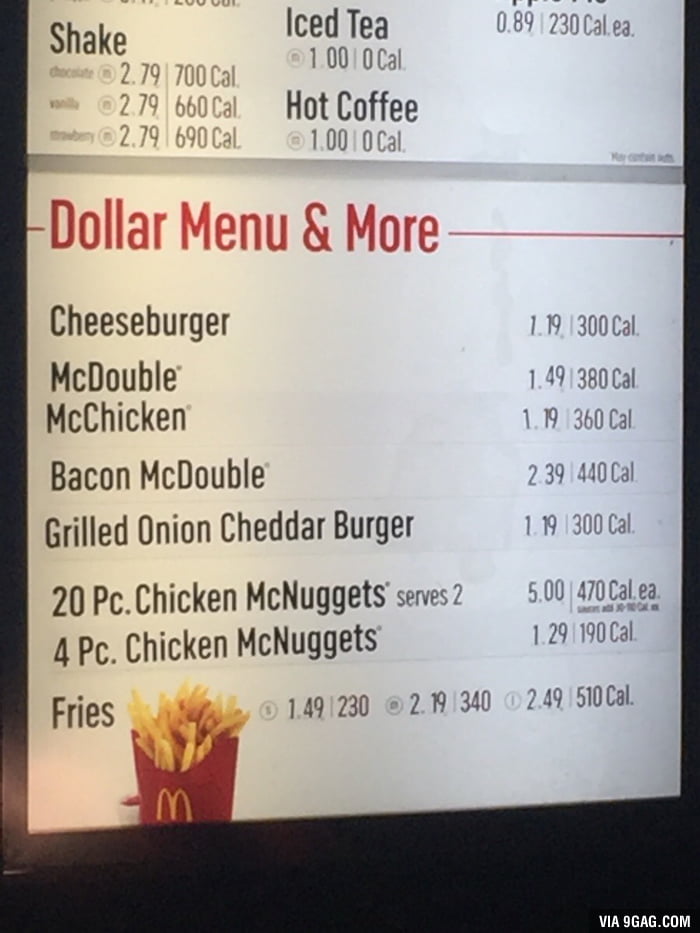 This Dollar Menu doesn't have anything that costs a dollar - 9GAG