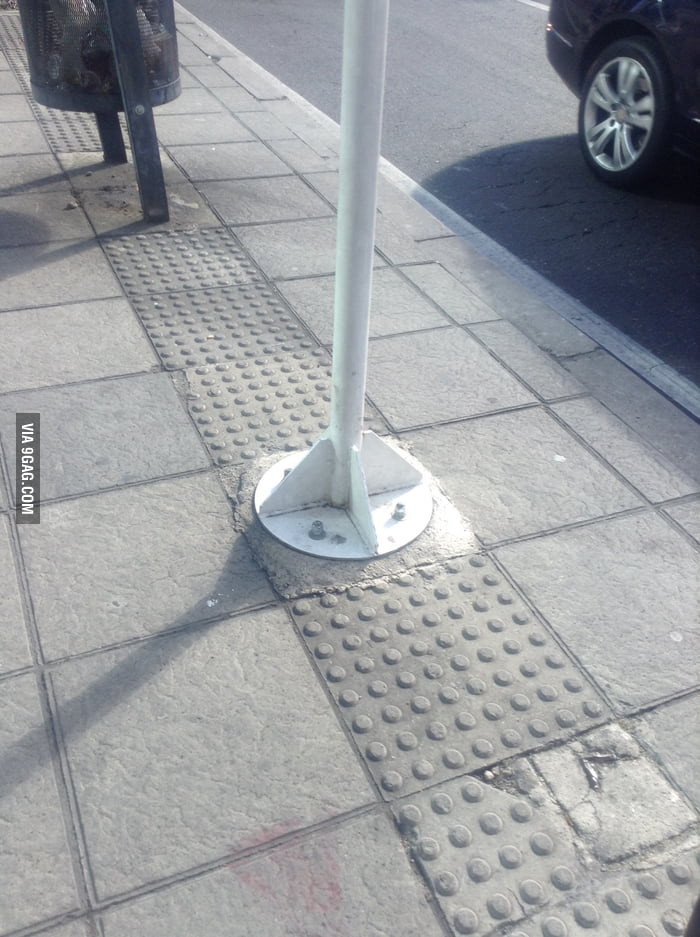 Sidewalk for blind people in my country...it will hurt... - 9GAG