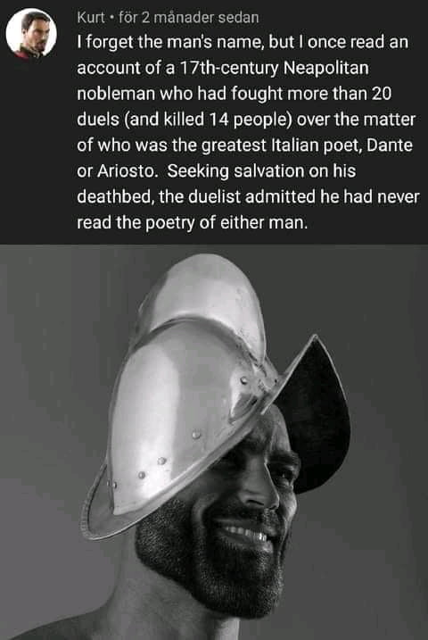 Chad Italian duelist dabbles in poetry - 9GAG