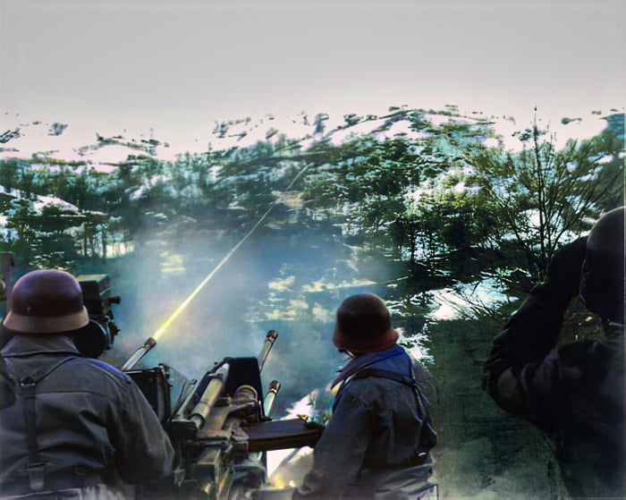 German light flak gun takes on Italian partisans, winter 1943-44 - 9GAG