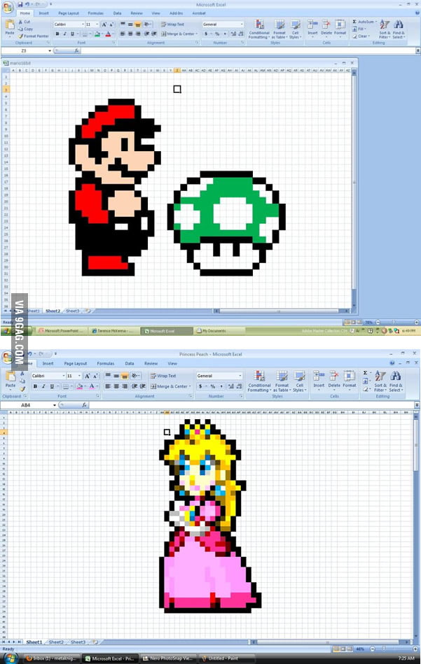 Mario in Excel art - 9GAG