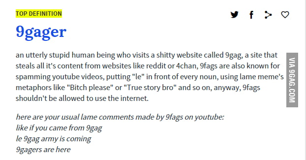 Urban dictionary definition for 9 gaggers - 9GAG