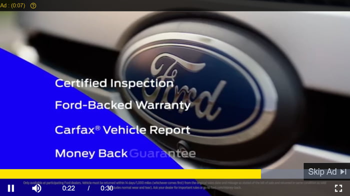This ford ad with a fake skip ad button. - 9GAG