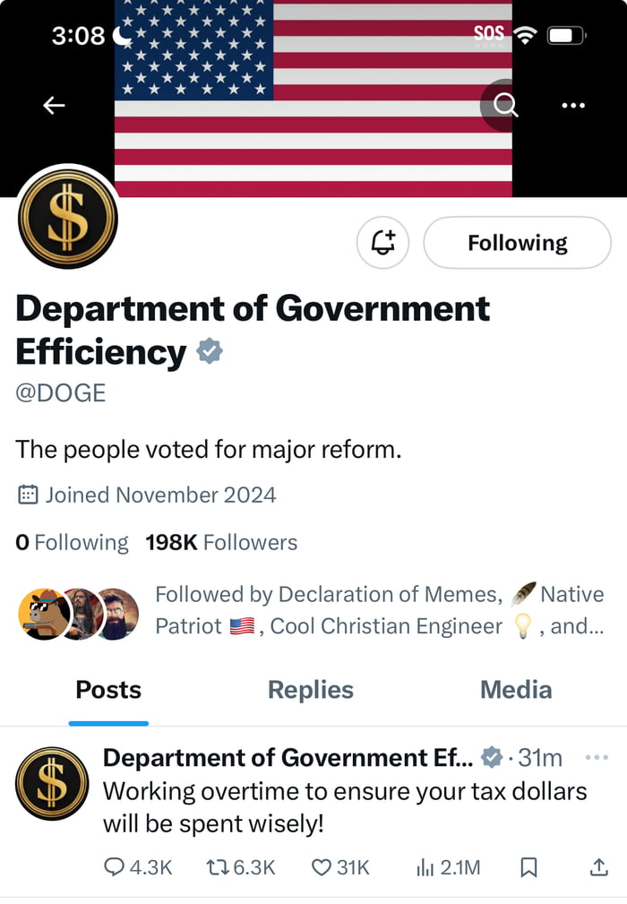 They created an X/Twitter account for the Department of Government Efficiency (DOGE) It’s about ...