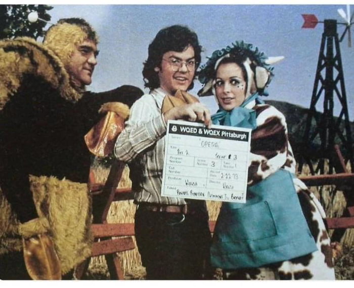 Michael Keaton as a production assistant and trolly driver on the set of Mister Rogers ...