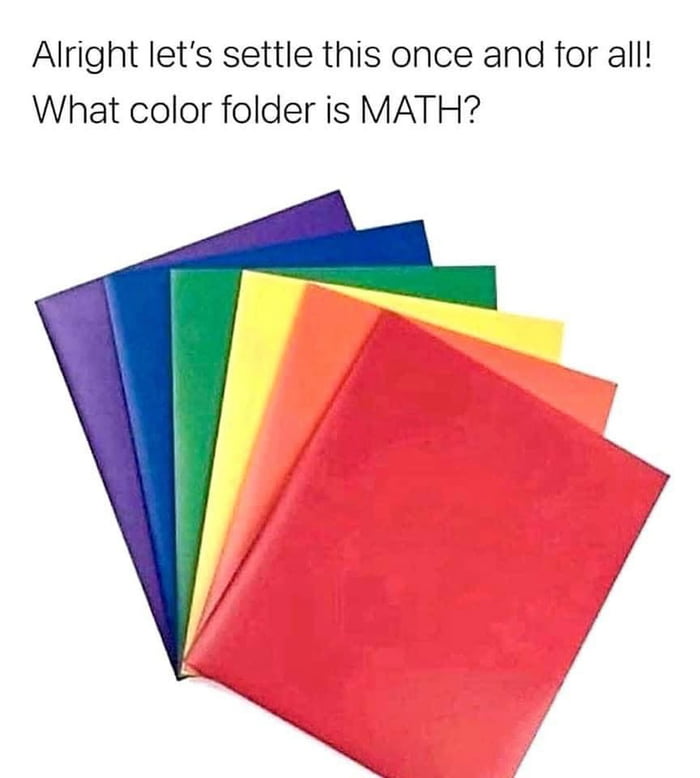 The great math folder color debate - 9GAG