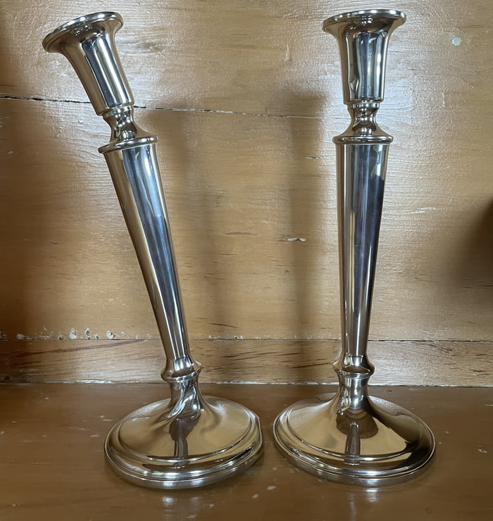 What 25 years of sideways storage does to pewter candlesticks - 9GAG