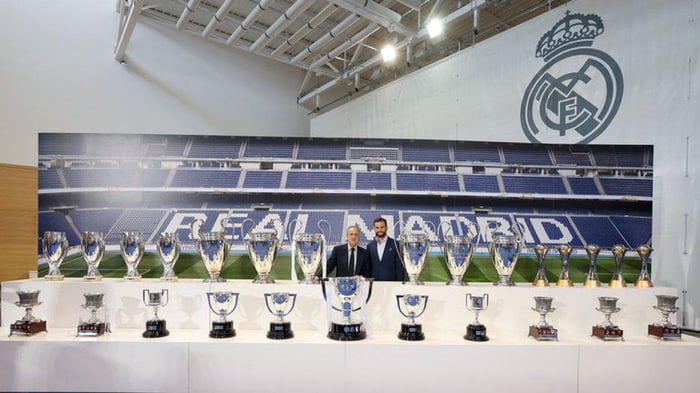 Nacho poses with all the trophies (26) he's won at Real Madrid as he ...