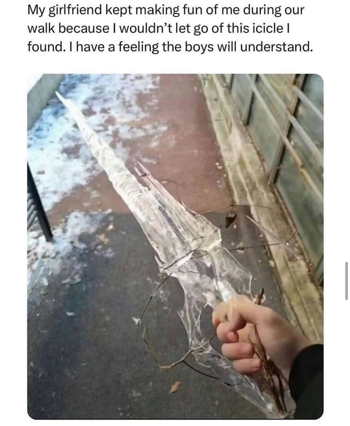 Found the legendary ice sword, girlfriend just doesnt get it - 9GAG
