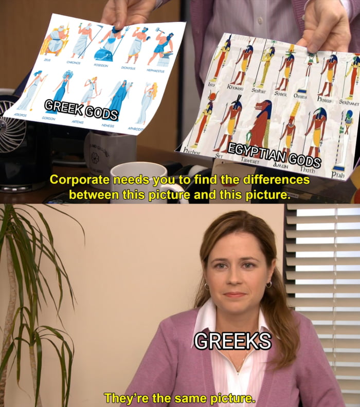 Trying to tell the difference between ancient pantheons like... - 9GAG