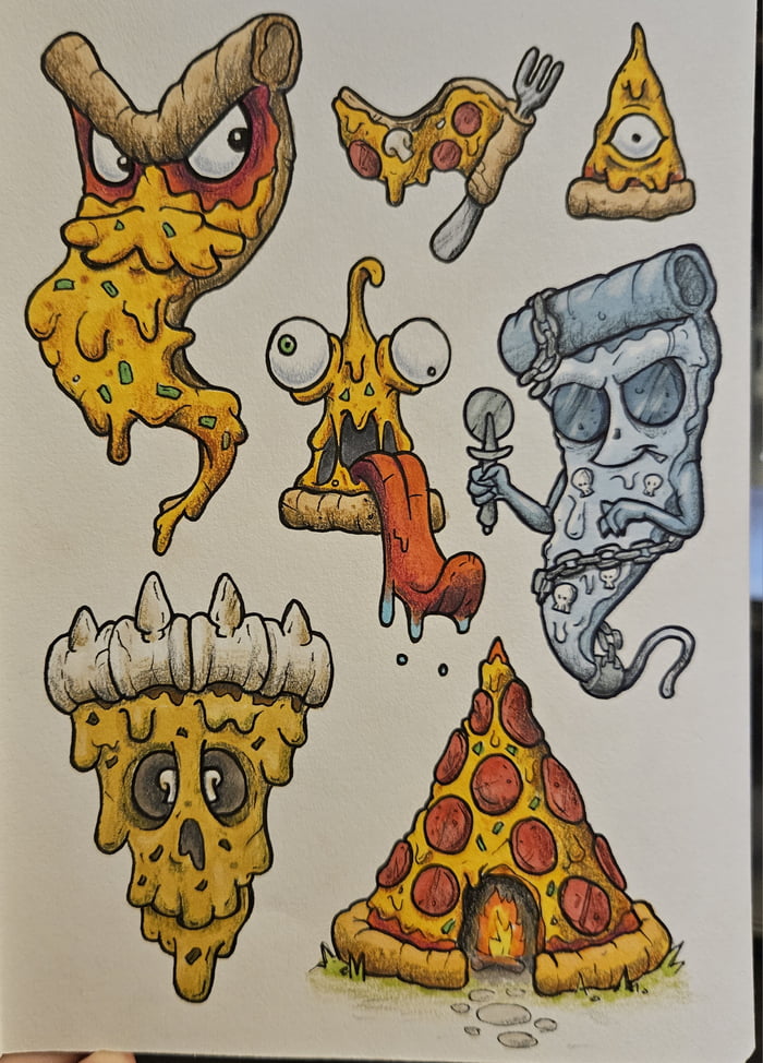 I drew some random pizza's - 9GAG