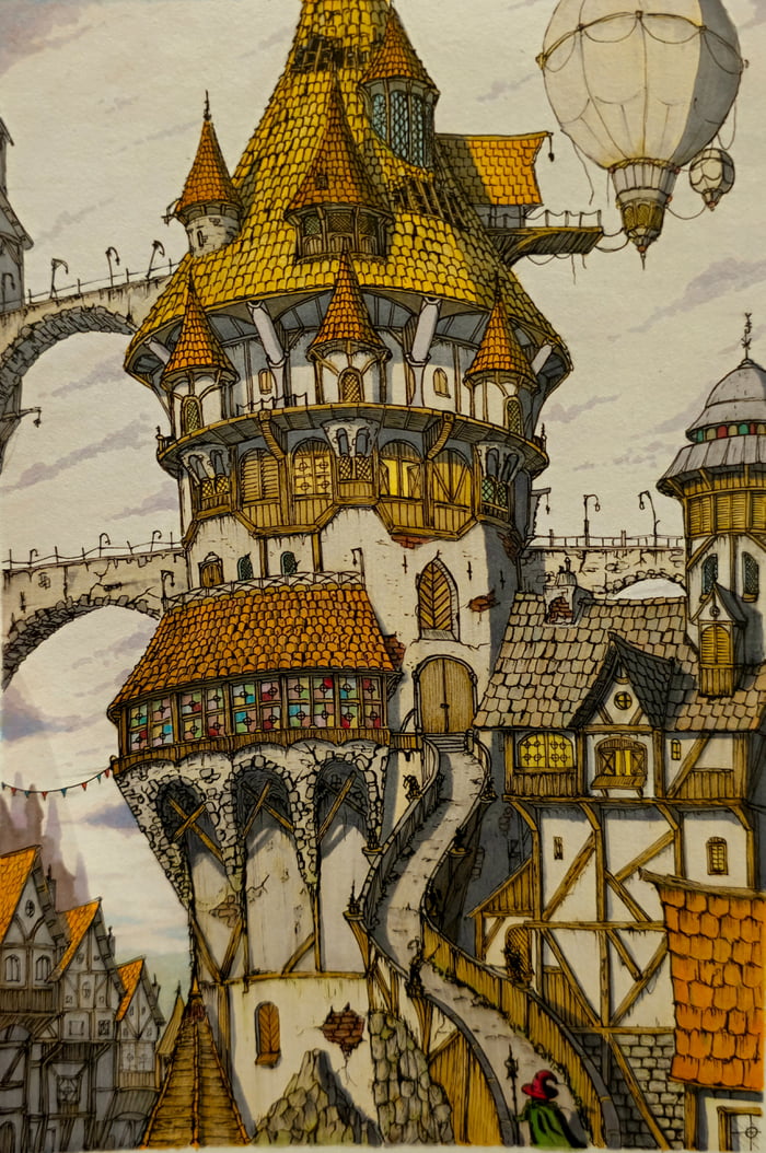 Another one to try some markers. Camera couldn't get the pink sky in the background, in real ...