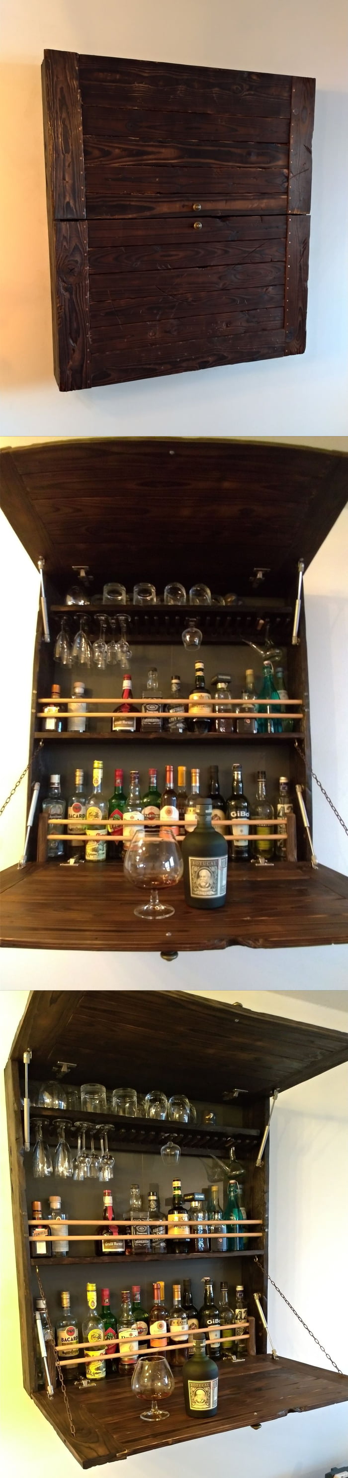 My new spirits rack, entirely designed and made by me. No pallet was ...