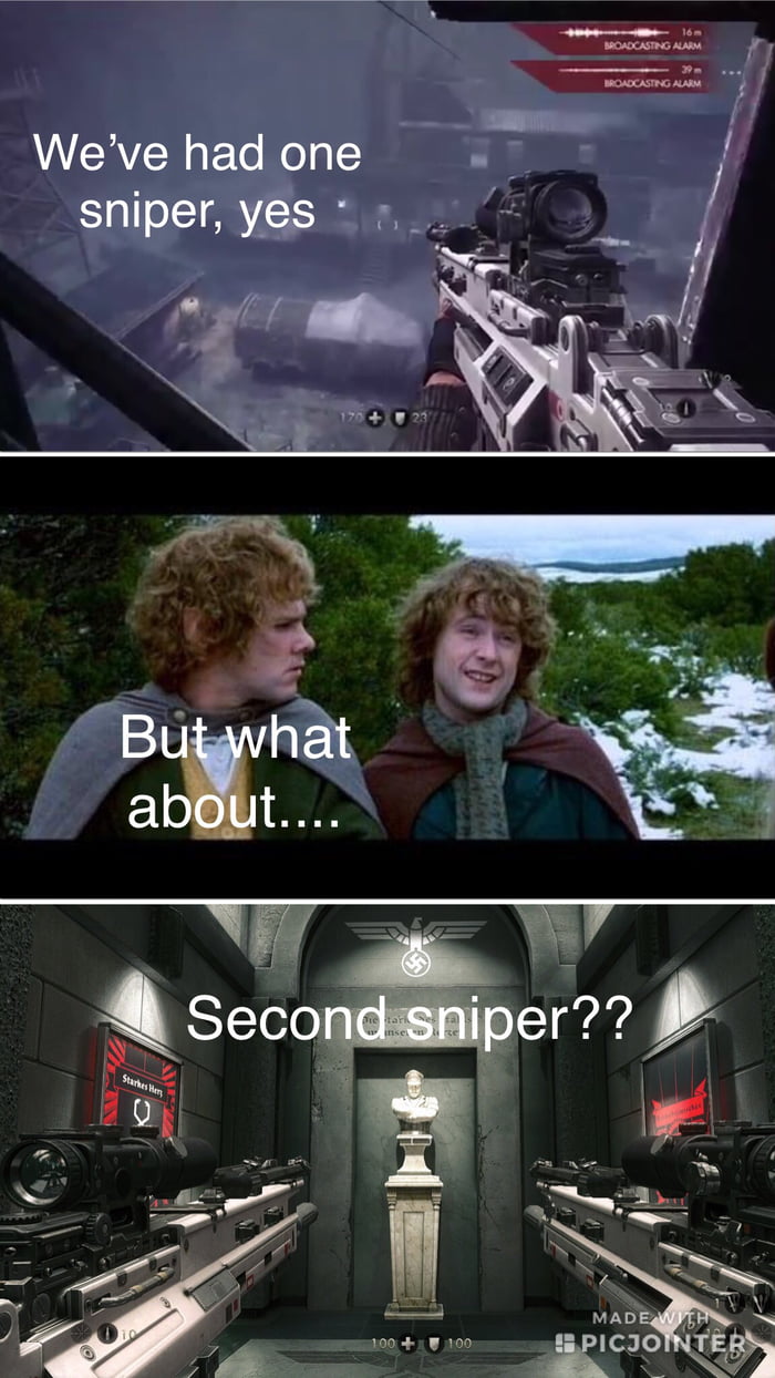 Wolfenstein new order has some strange ideas about accurate sniping. - 9GAG