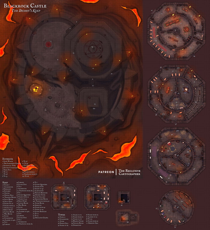 A demonic castle map drawn for DnD purposes, feel free to use ...
