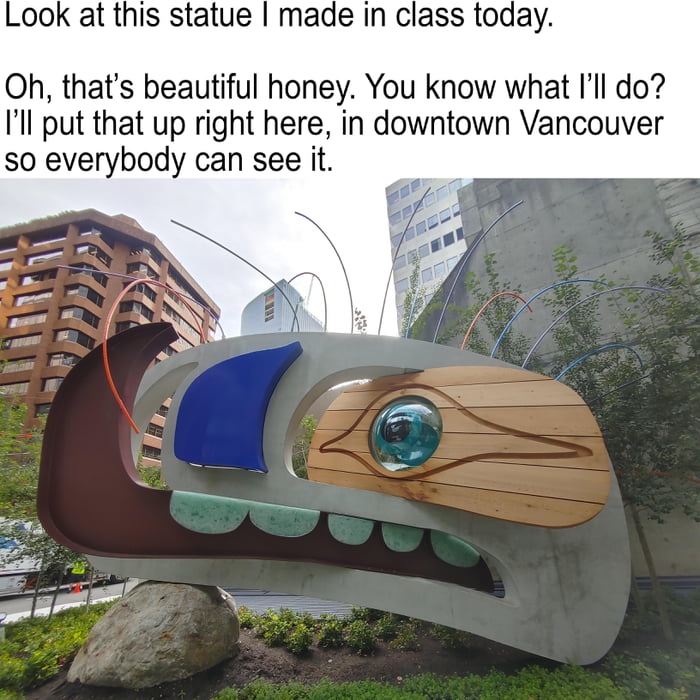 The multi-coloured rebar sticking out of the top really ties it all ...