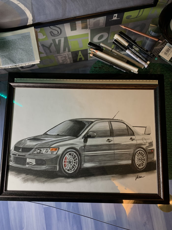 Recent hand drawn Evo 9 commission i did, hope you like it. - 9GAG