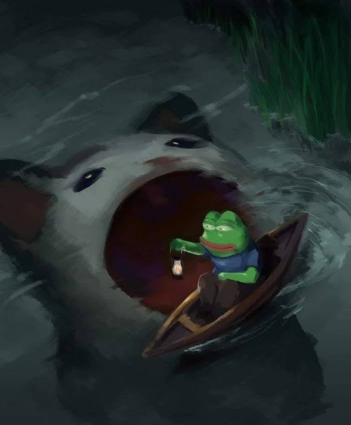 Beneath the moon's eerie glow, the lake's abyss conceals a Pop Cat, the ...