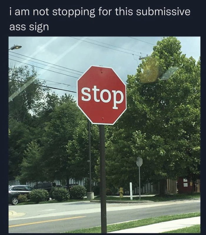 Lol that’s the wimpiest stop sign I’ve ever seen. - 9GAG