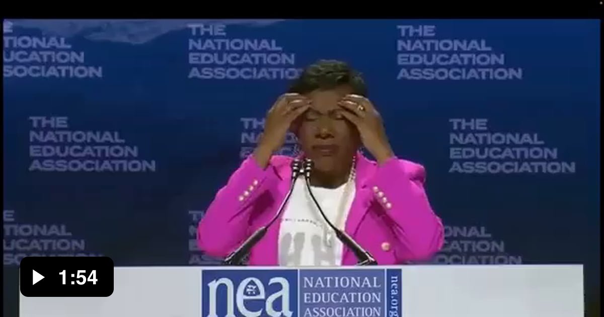 NEA President Becky Pringle (NEA is the teacher union in the USA) gives ...