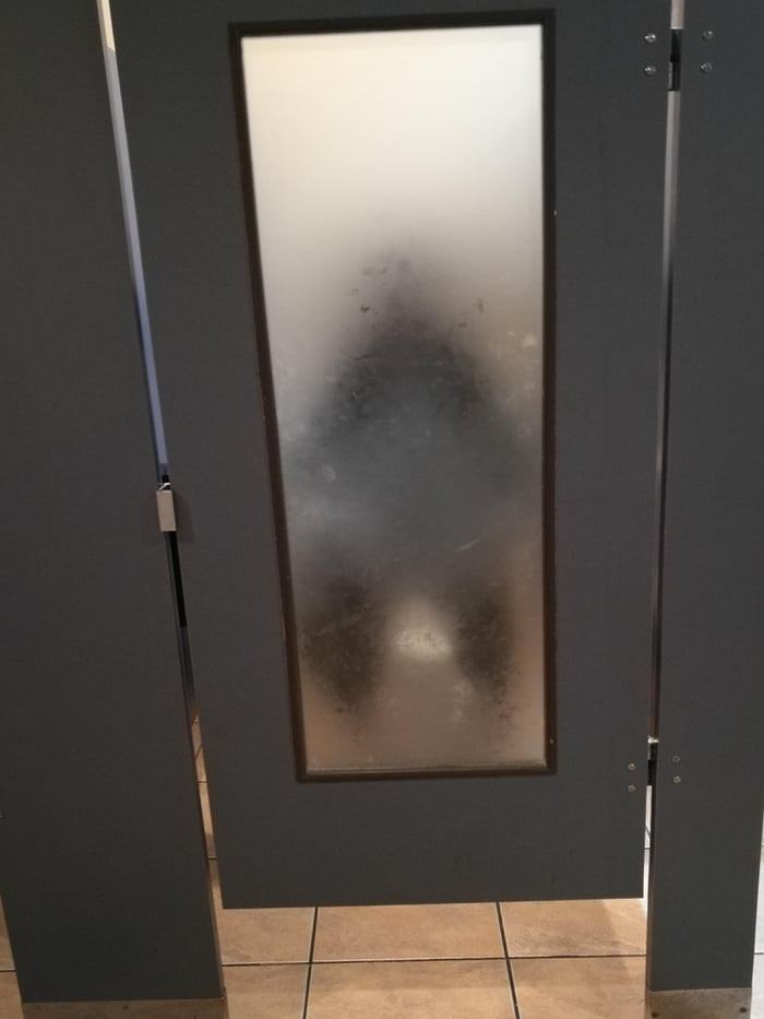 These restroom stalls have translucent doors... - 9GAG