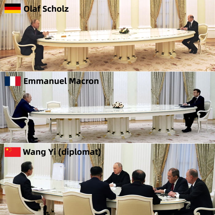 Putin's interestingly different seating arrangements (at the same table ...