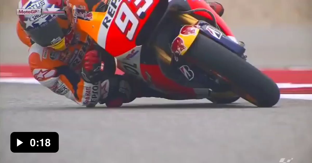 Marc Marquez's record breaking 68° angle lean at the MotoGP. - 9GAG