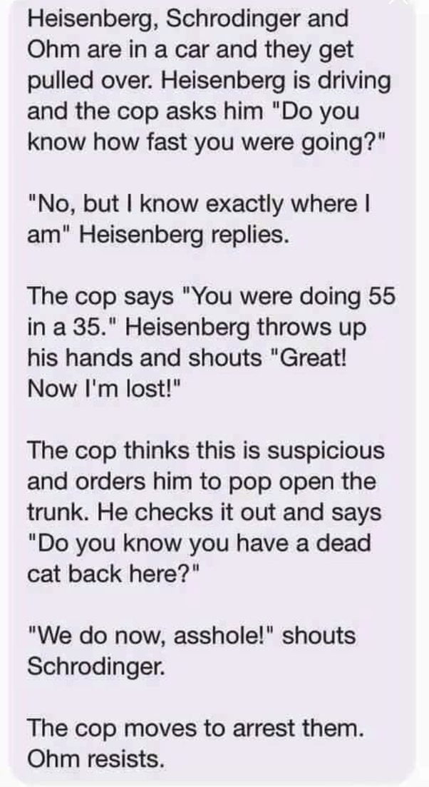 High level joke for normies but basic level joke for science students ...